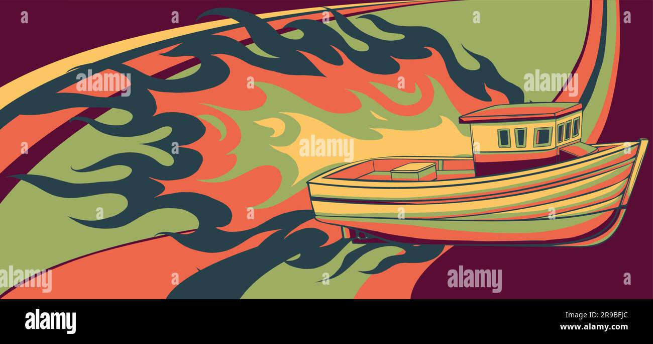vector illustration of fishing boat side view Stock Vector Image & Art ...