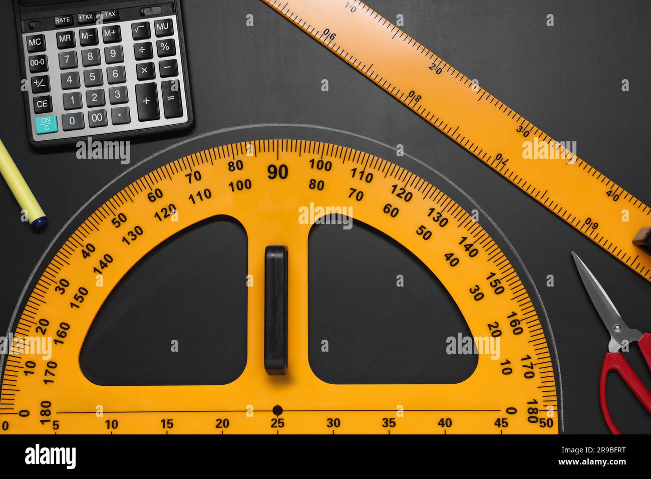 Protractor and black background hi-res stock photography and images - Alamy
