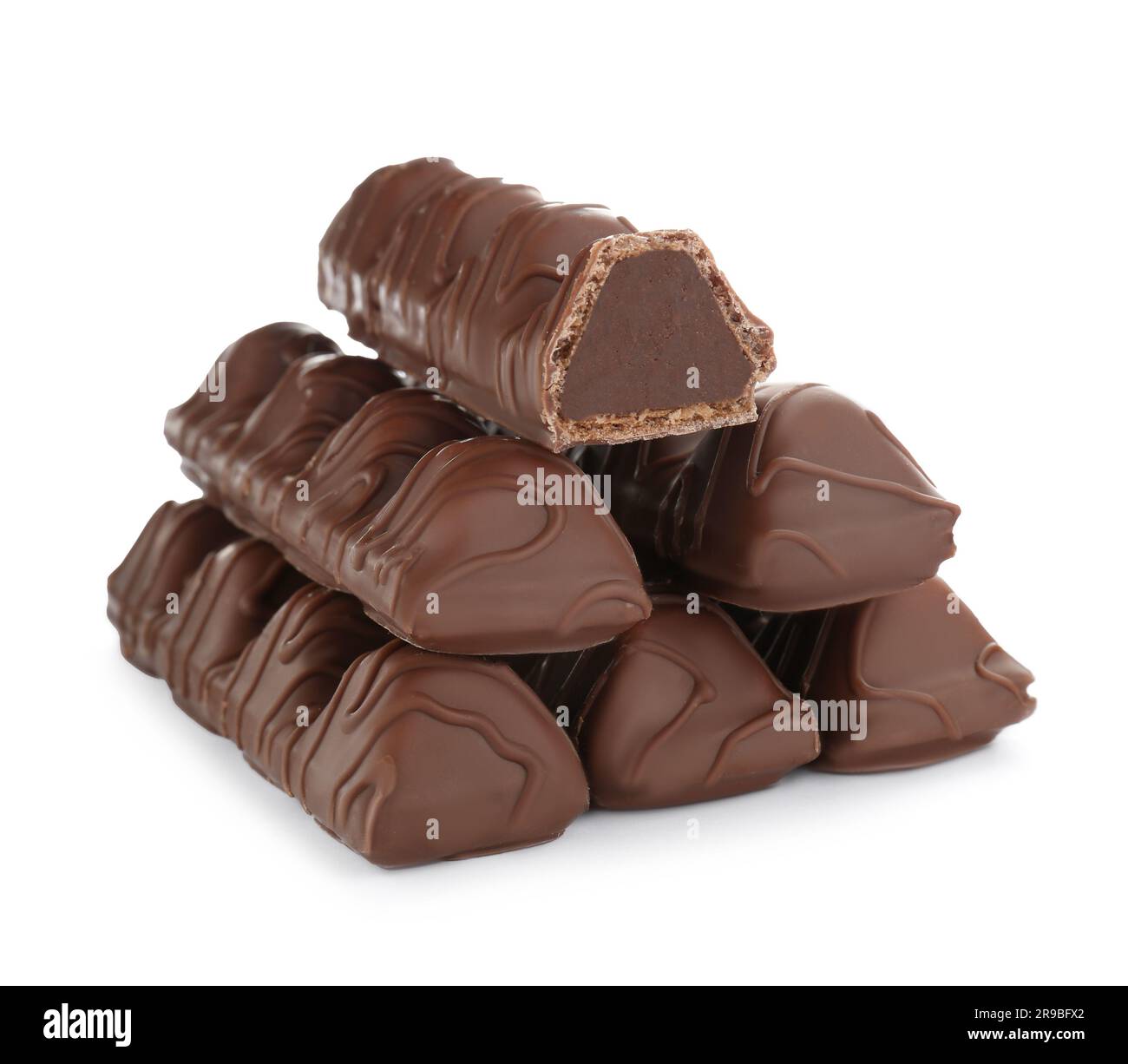 Many tasty chocolate bars isolated on white Stock Photo - Alamy