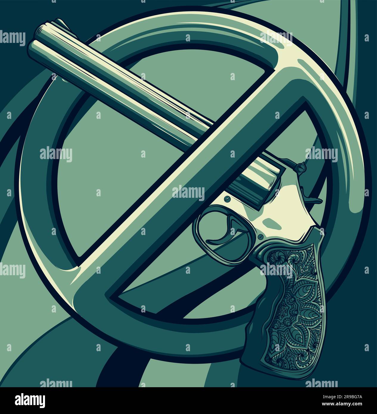 Vintage six shooter revolver concept vector illustration Stock Vector ...
