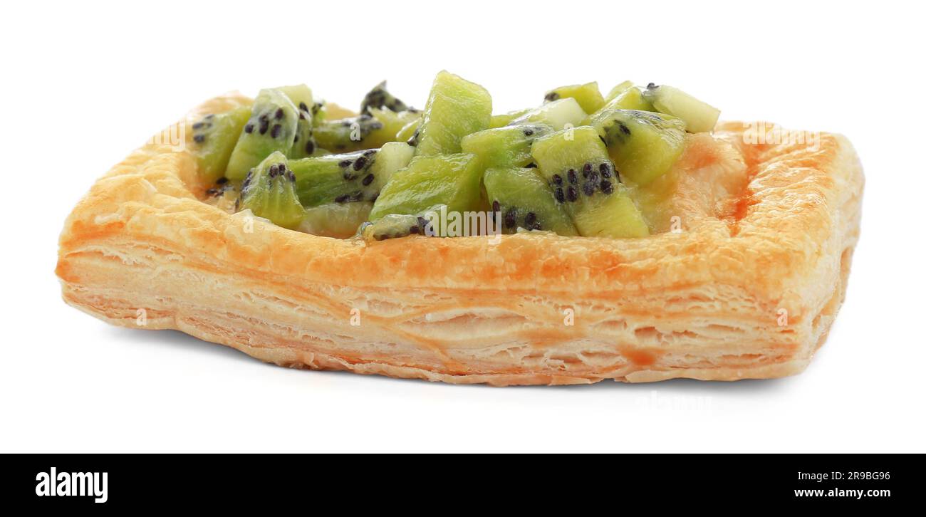 Fresh tasty puff pastry with kiwi isolated on white Stock Photo - Alamy