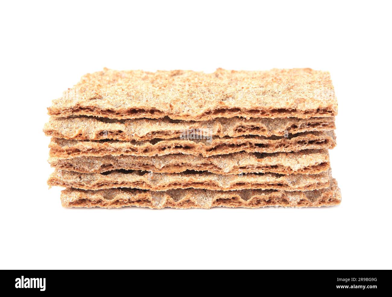 Stack of fresh crunchy crispbreads on white background. Healthy snack ...
