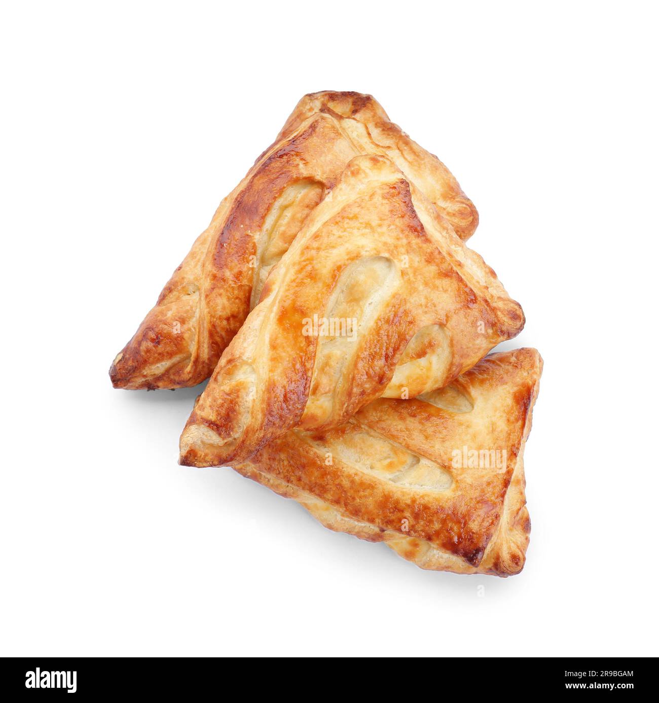 Fresh tasty puff pastry on white background, top view Stock Photo - Alamy