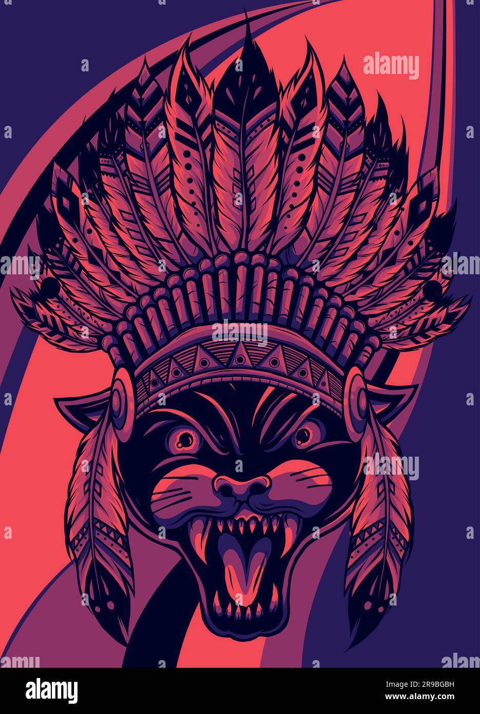 scary angry black panther head vector illustration Stock Vector Image ...