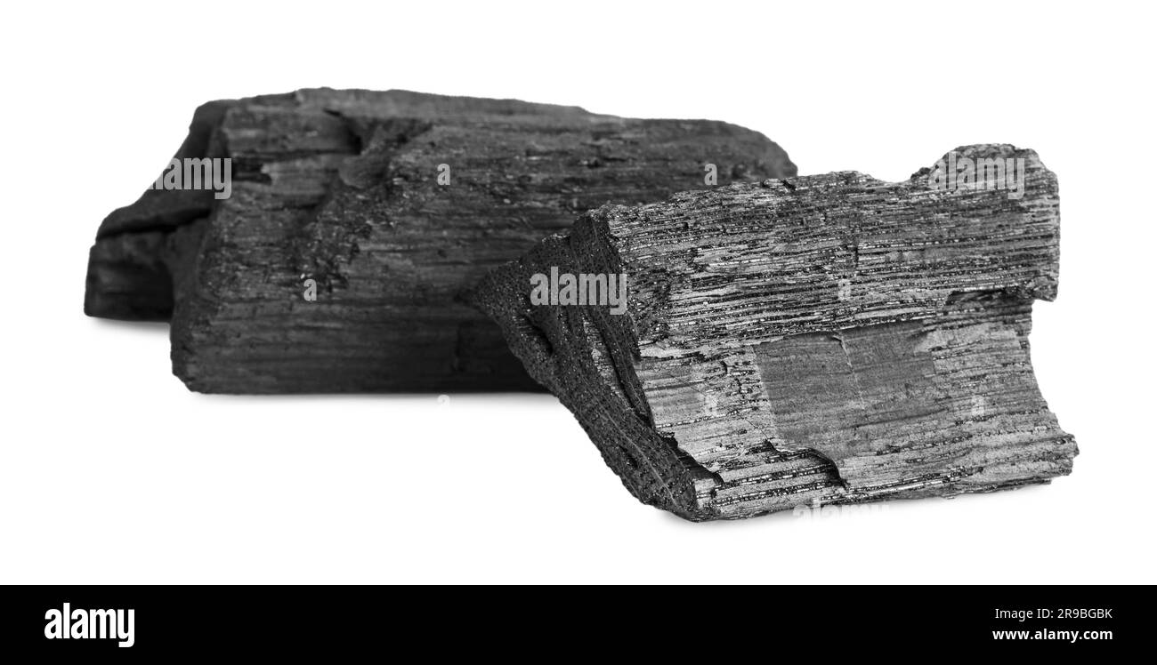 Pieces of coal isolated on white. Mineral deposits Stock Photo - Alamy