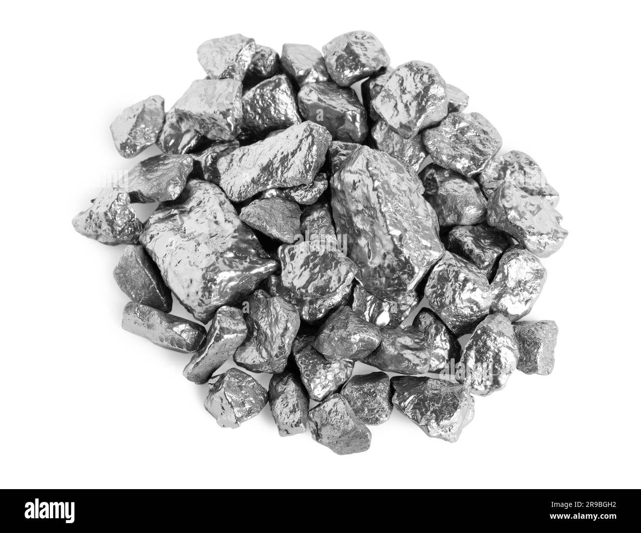 Pile of silver nuggets isolated on white, top view Stock Photo - Alamy