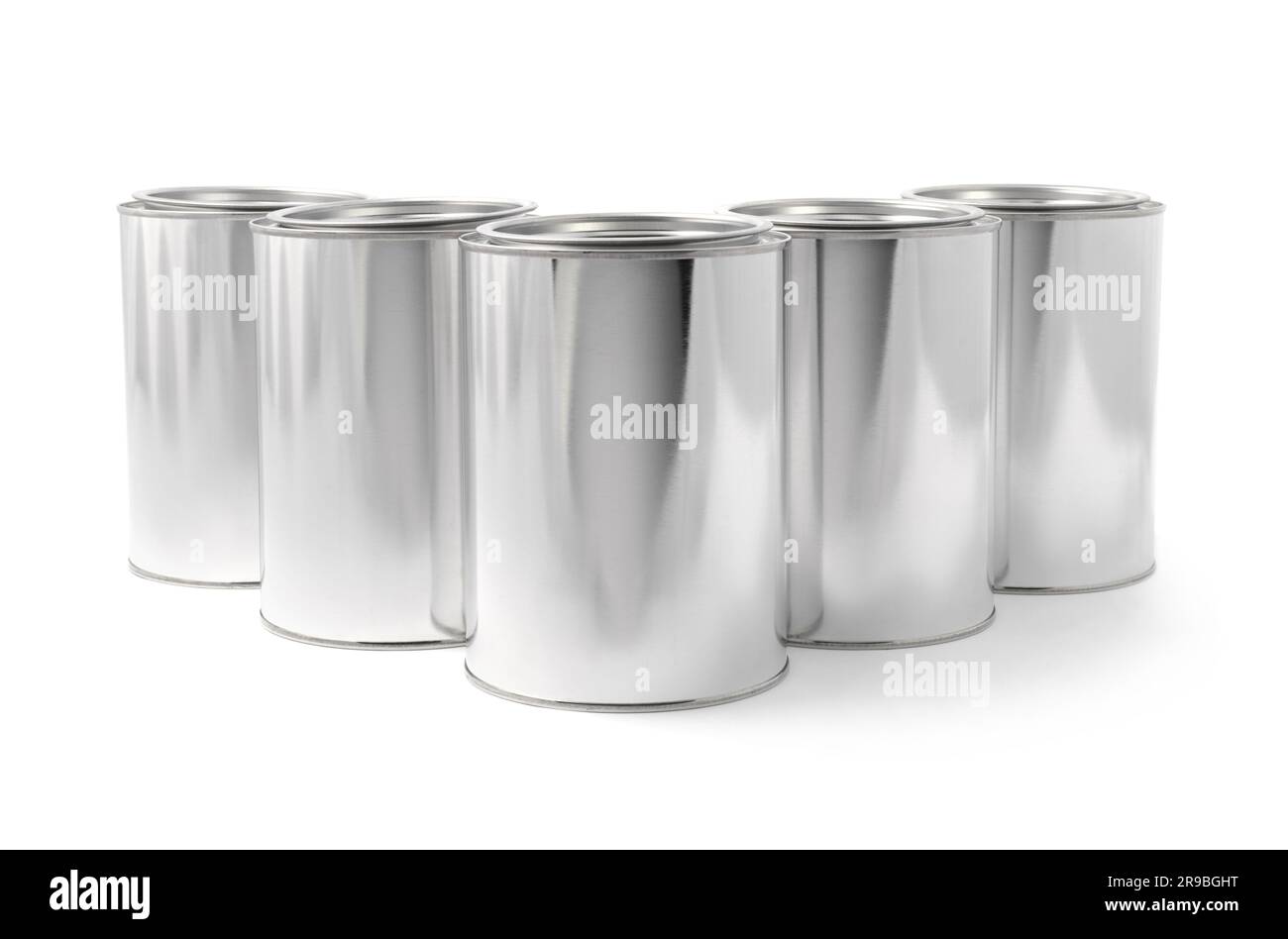 Many cans of paints on white background Stock Photo - Alamy