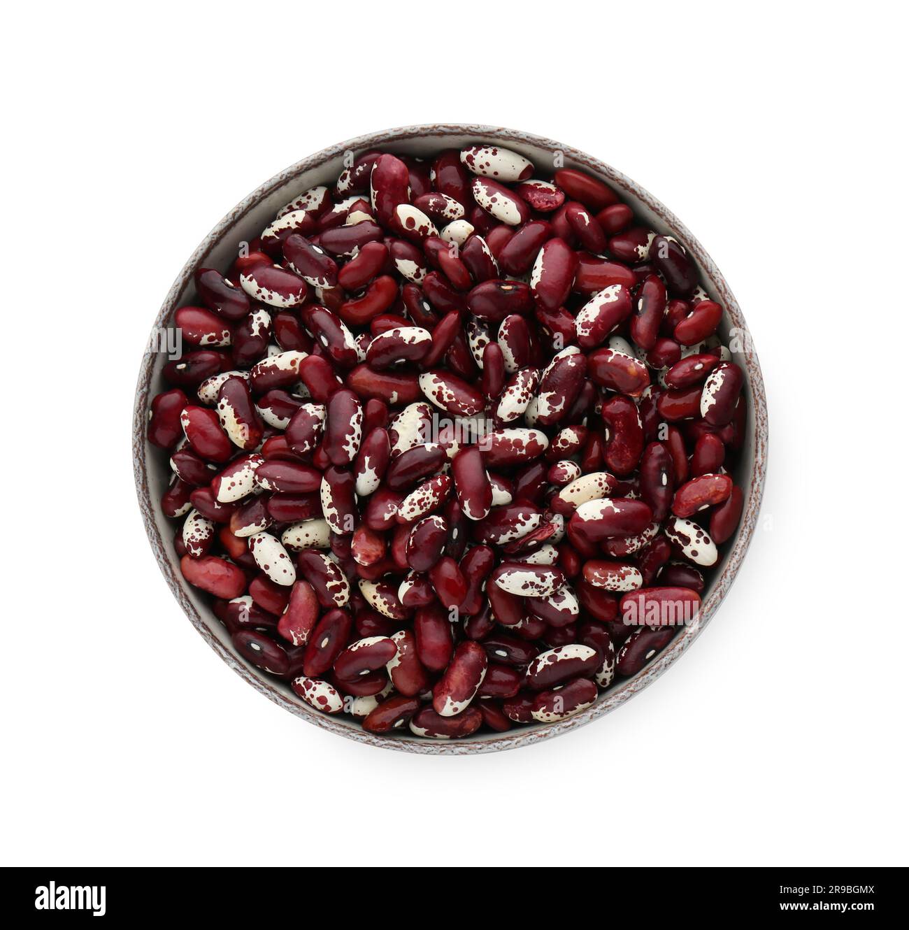 Bowl with dry kidney beans isolated on white, top view Stock Photo - Alamy