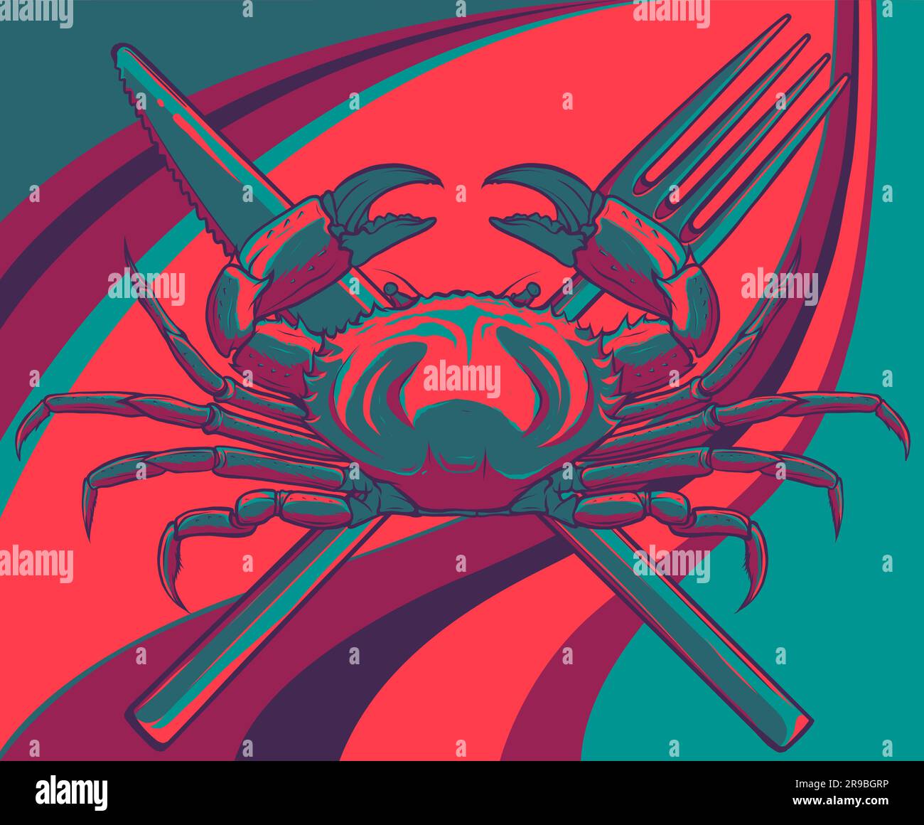 vector illustration of crab on colored background Stock Vector Image ...