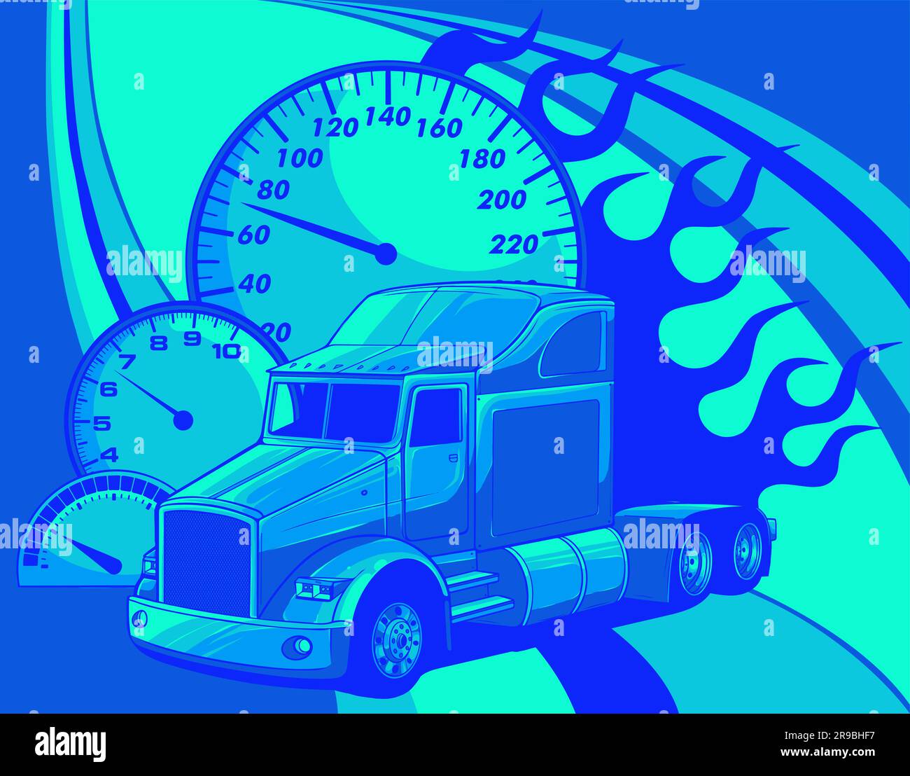 Classic American semi Truck vector Illustration design Stock Vector ...