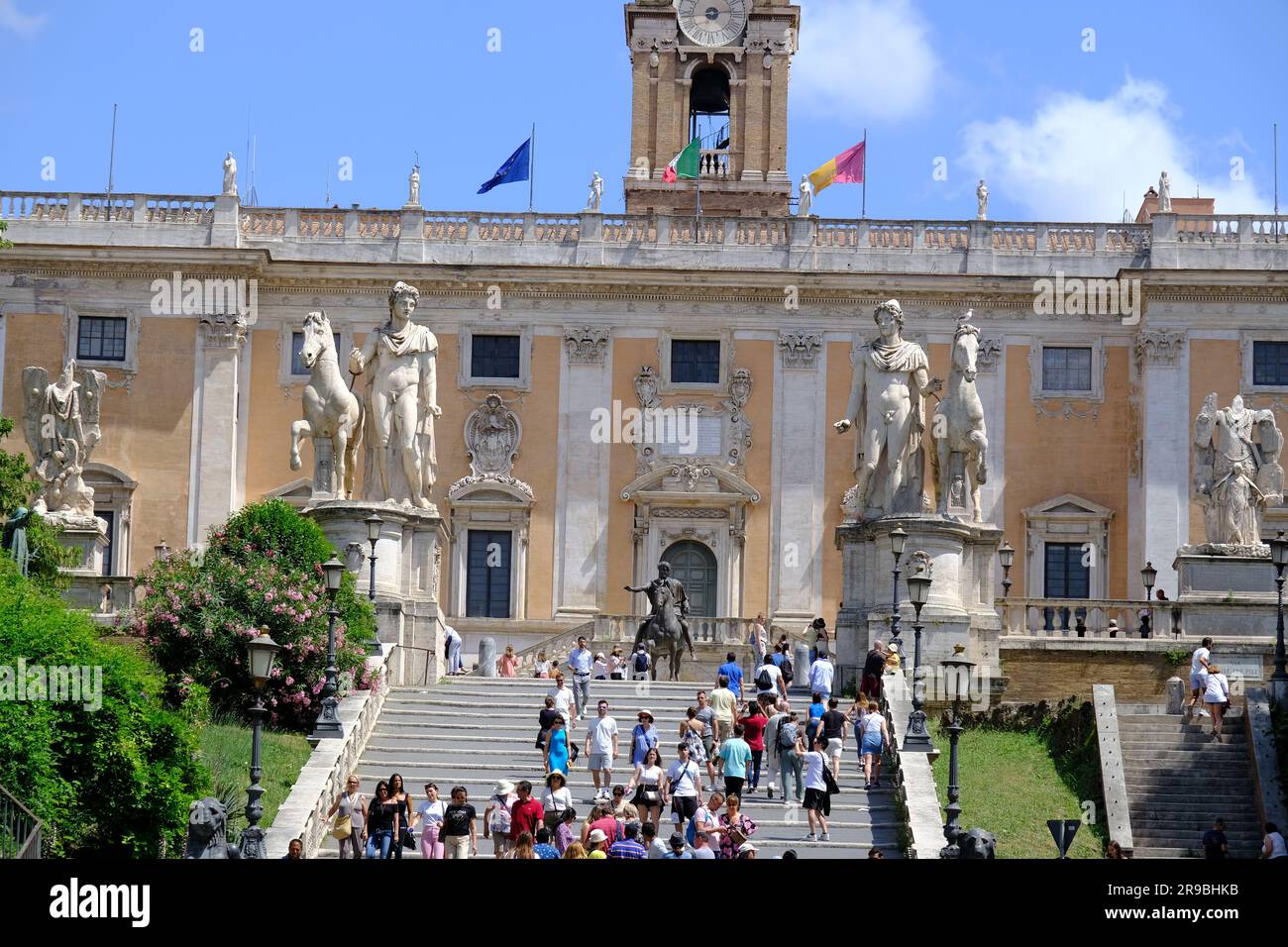 The Cordonata staircase leading to Piazza Campidoglio in Rome Italy ...