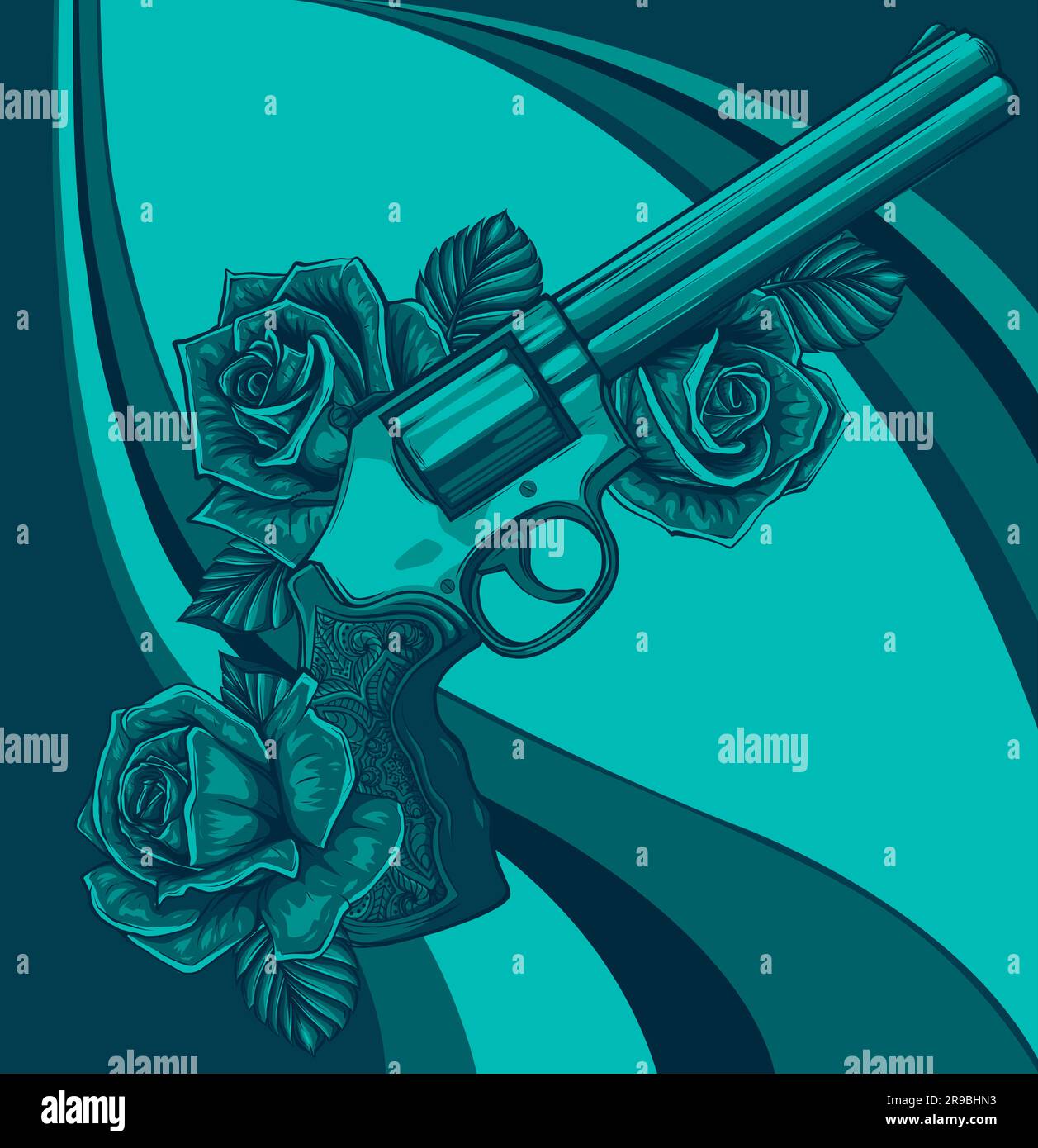 Vintage six shooter revolver concept vector illustration Stock Vector ...