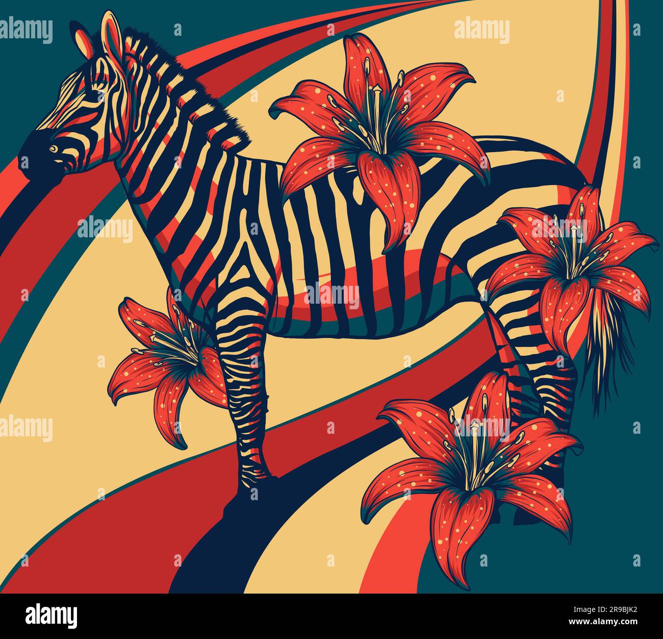 Zebra, striped horse, African savannah animal, striped hide, line ...