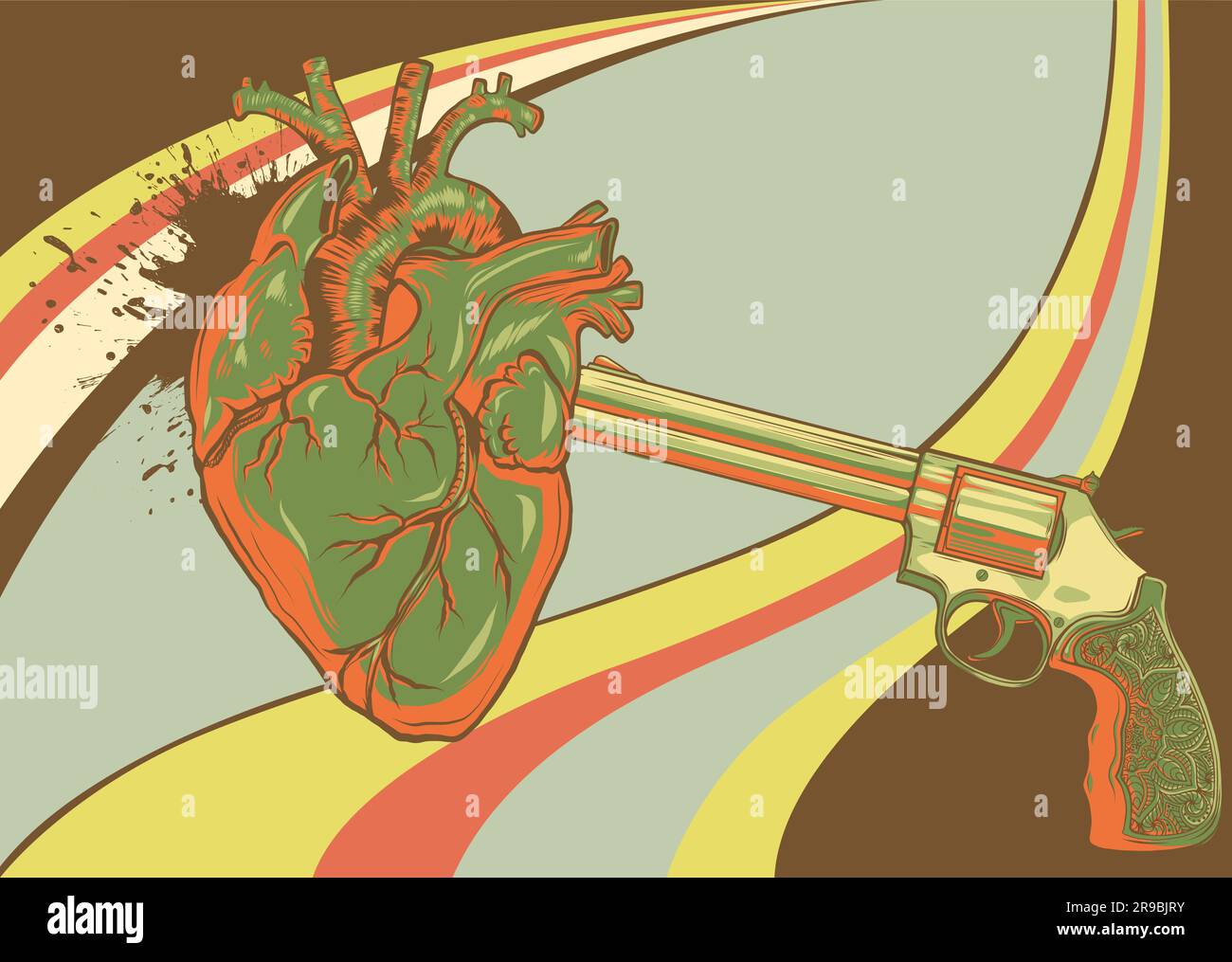 Vintage six shooter revolver concept vector illustration Stock Vector ...