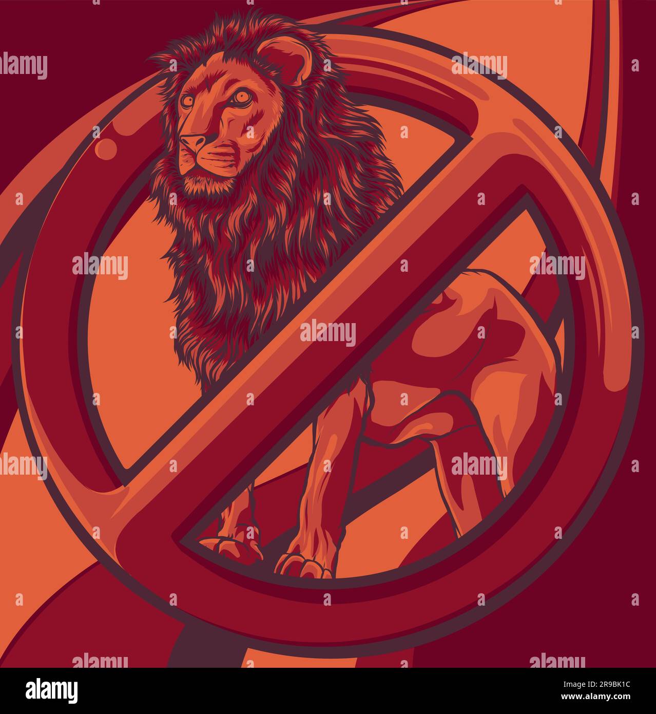 vector illustration of colorful lion. digital draw Stock Vector Image ...