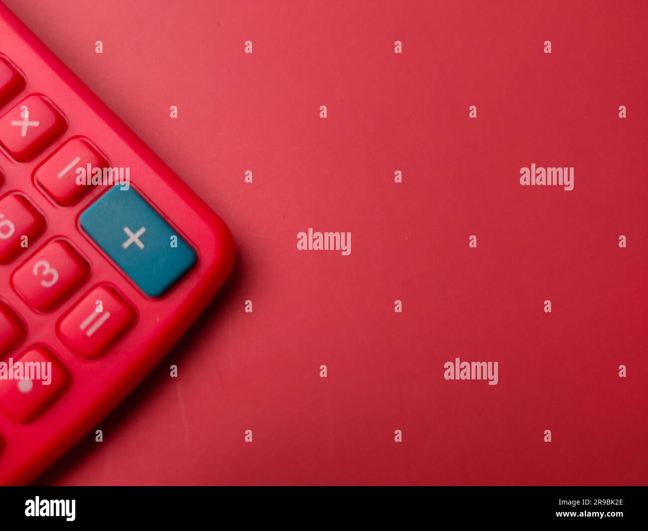 Top view red calculator on a red background with copy space Stock Photo ...