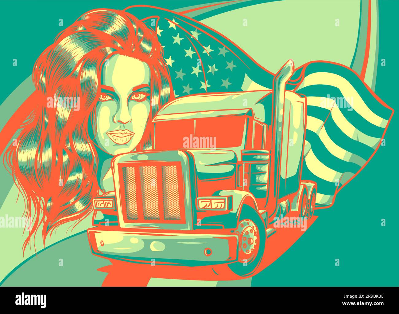 Classic American semi Truck vector Illustration design Stock Vector ...