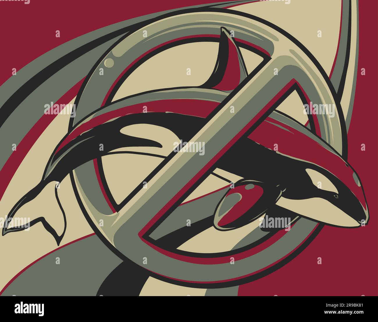 Killer Whale Spirit Orca Jumping Vector illustration on colored ...