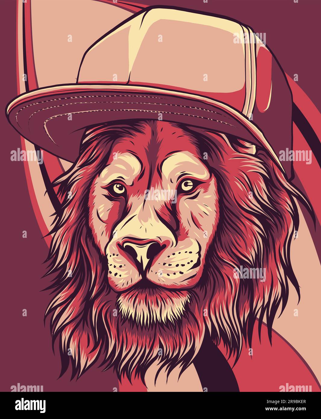 vector illustration of colorful lion. digital draw Stock Vector Image ...