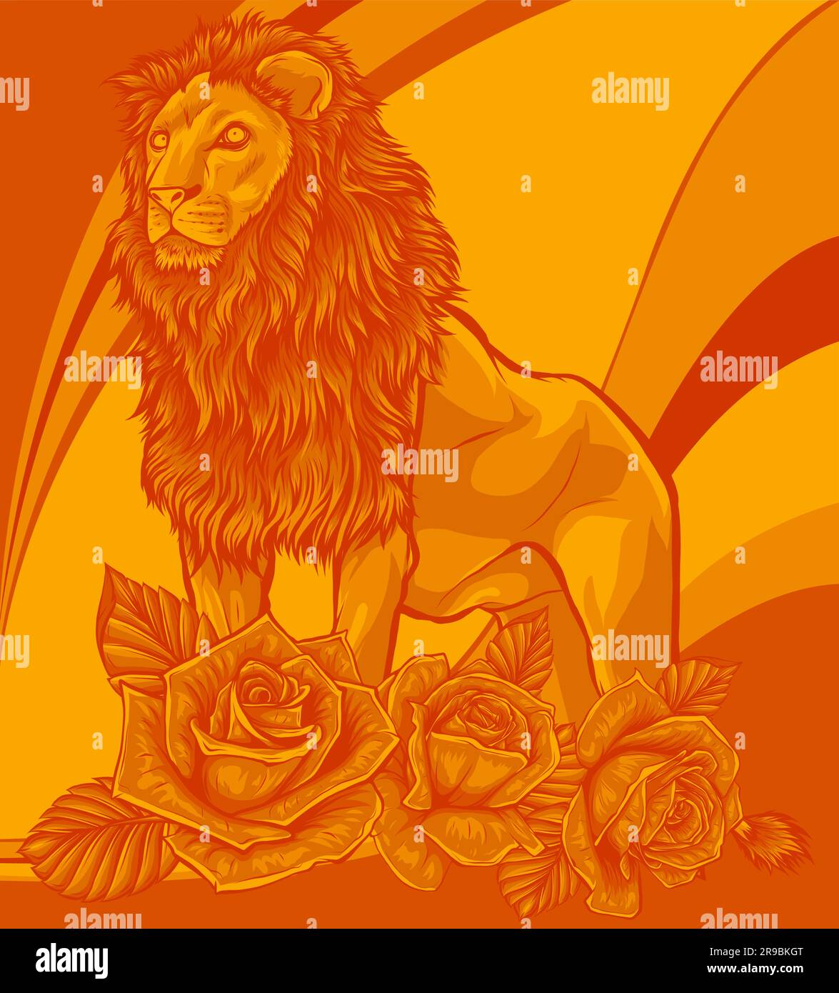 vector illustration of colorful lion. digital draw Stock Vector Image ...