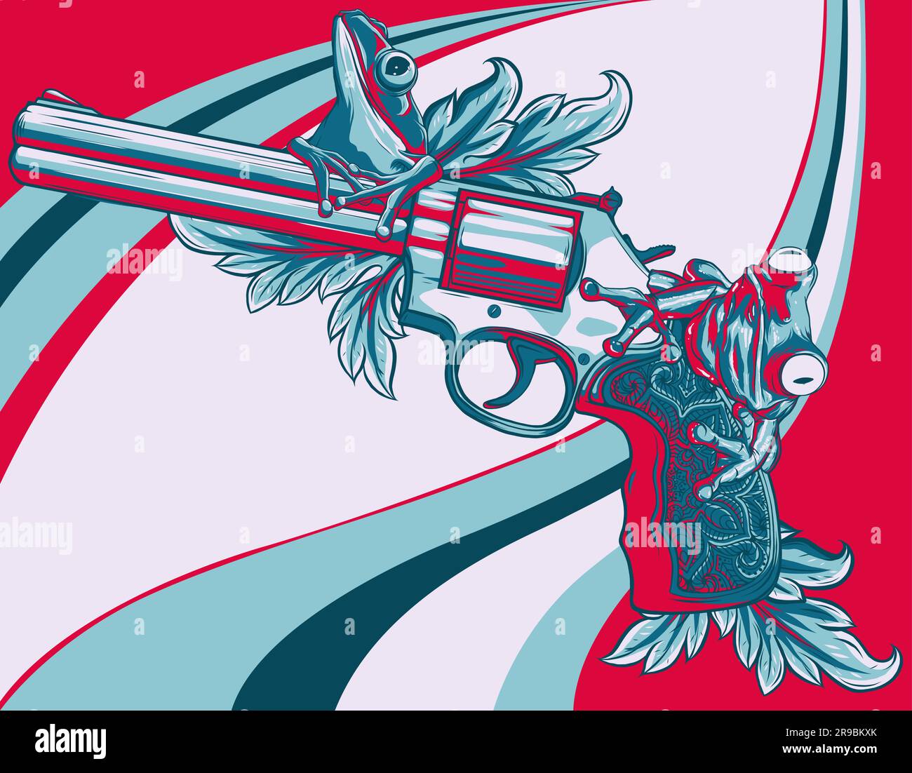 Vintage six shooter revolver concept vector illustration Stock Vector ...