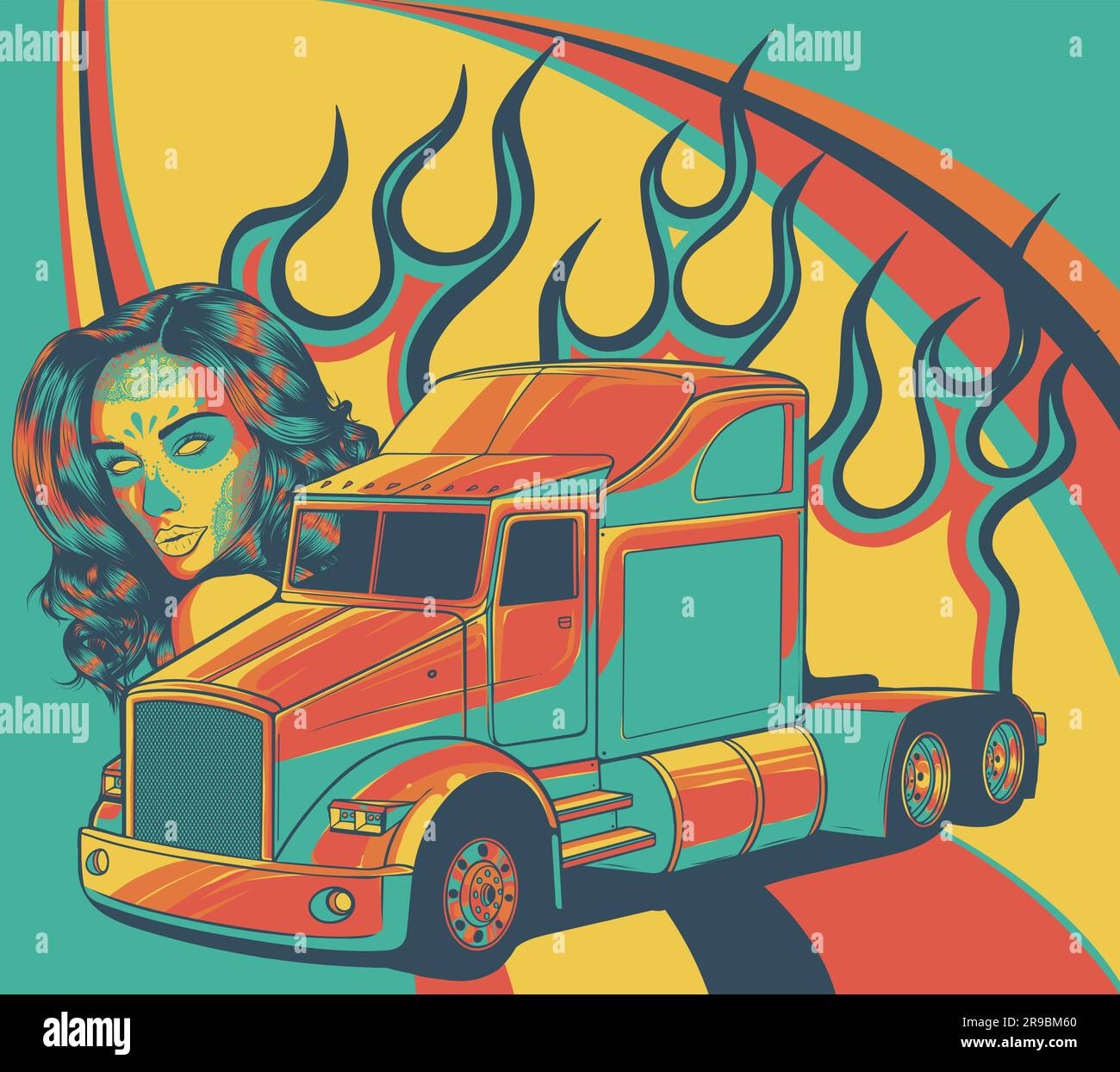 Classic American semi Truck vector Illustration design Stock Vector ...