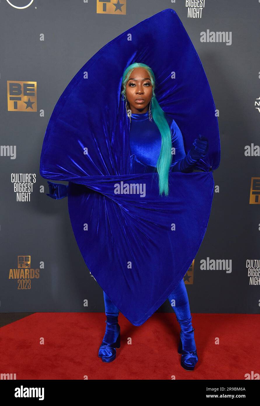 Spice poses in the press room at the BET Awards on Sunday, June 25 ...