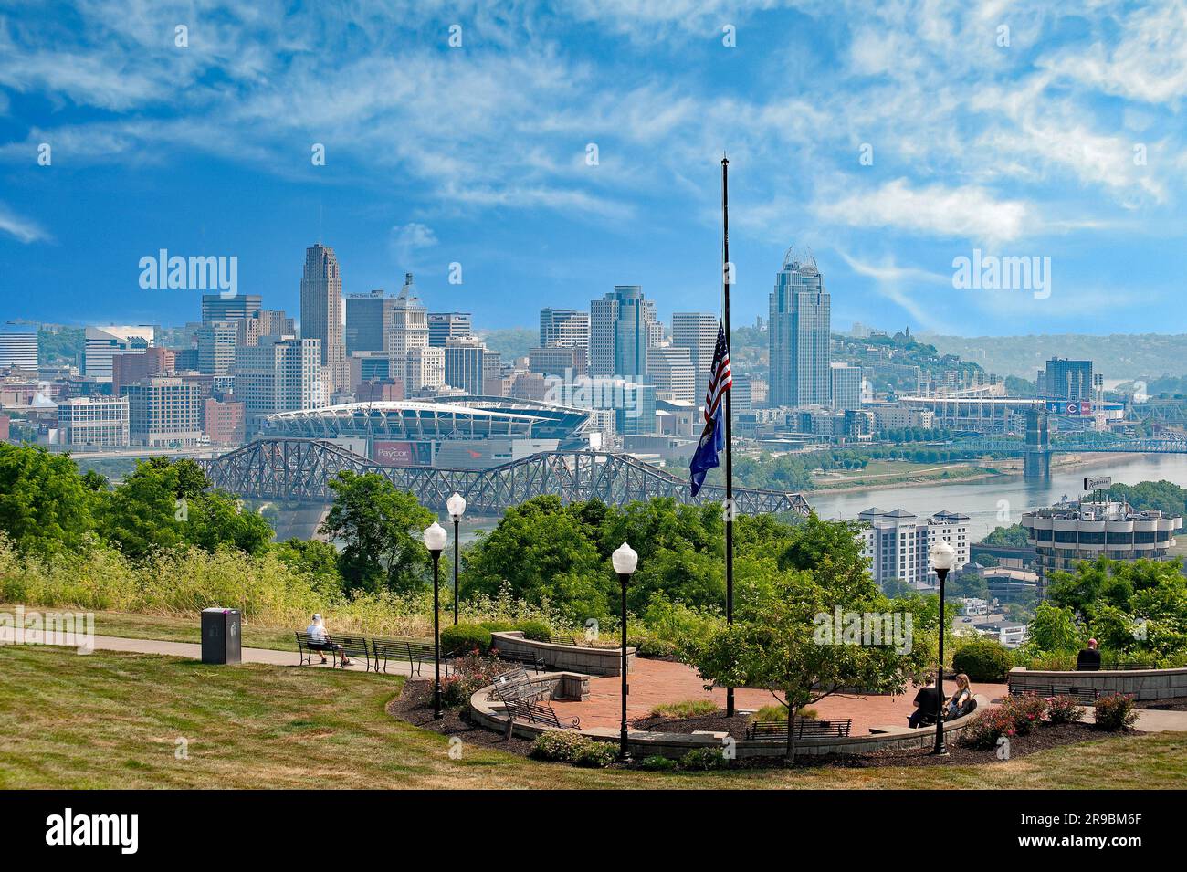 Cincinnati cityscape from Devou Park in Covington Kentucky Stock Photo ...