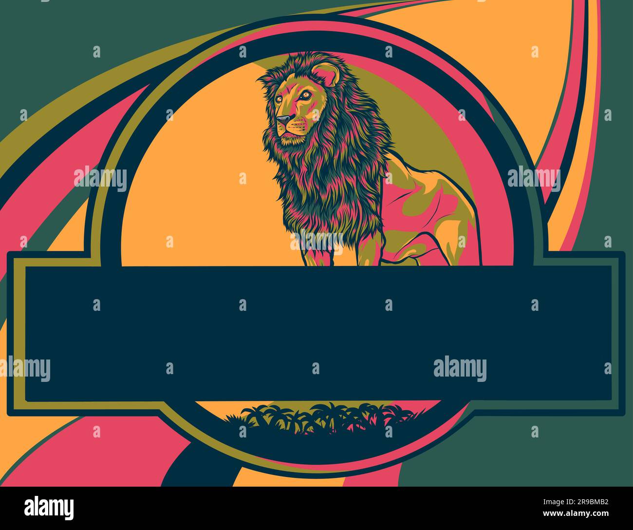 vector illustration of colorful lion. digital draw Stock Vector Image ...