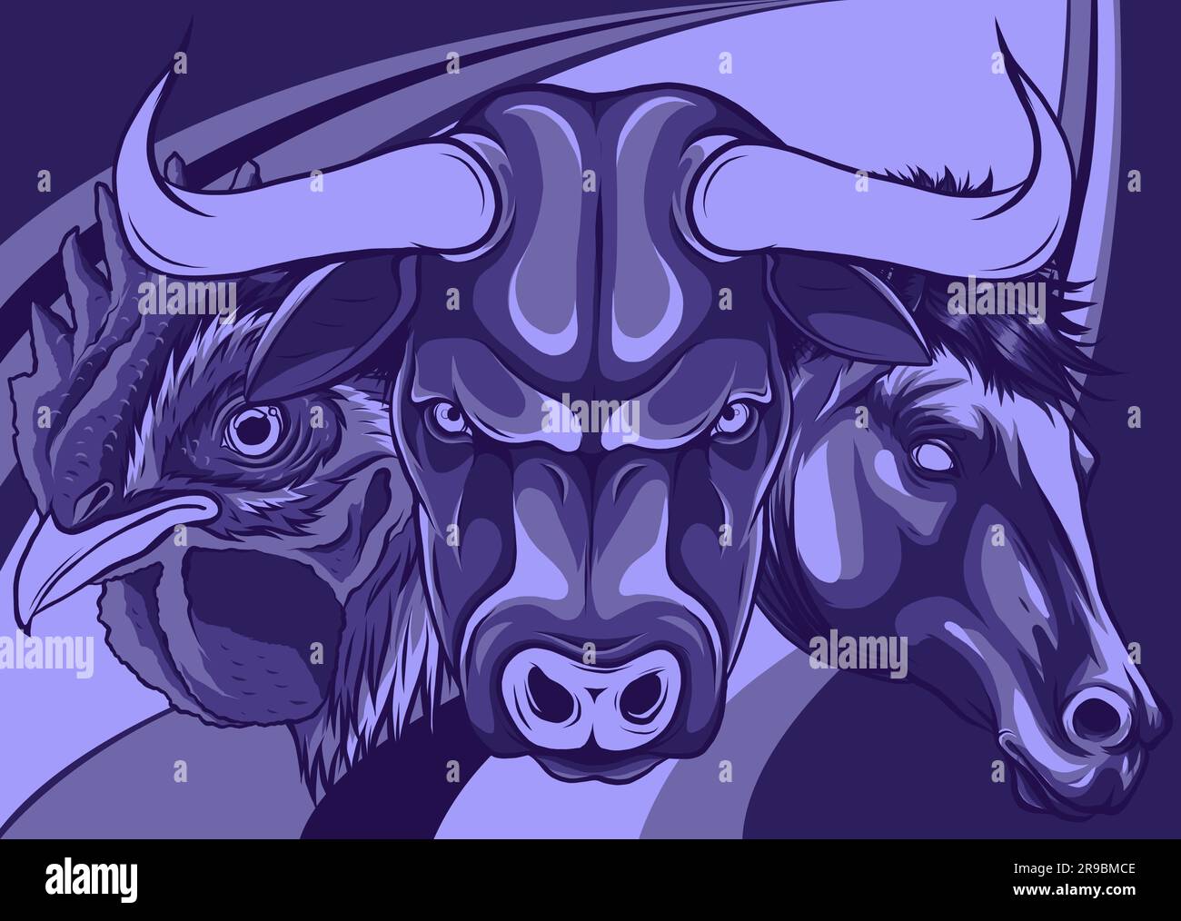 vector illustration Bull head mascot. Buffalo logo Stock Vector Image ...