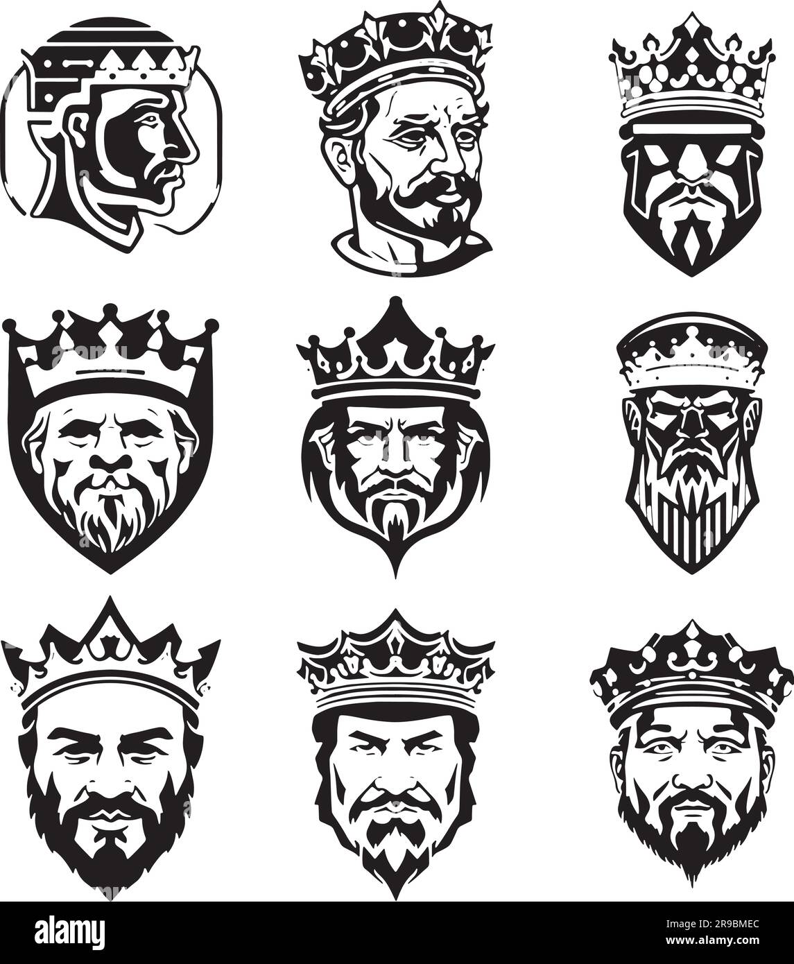 Beautiful king head icon art vector set Stock Vector Image & Art - Alamy