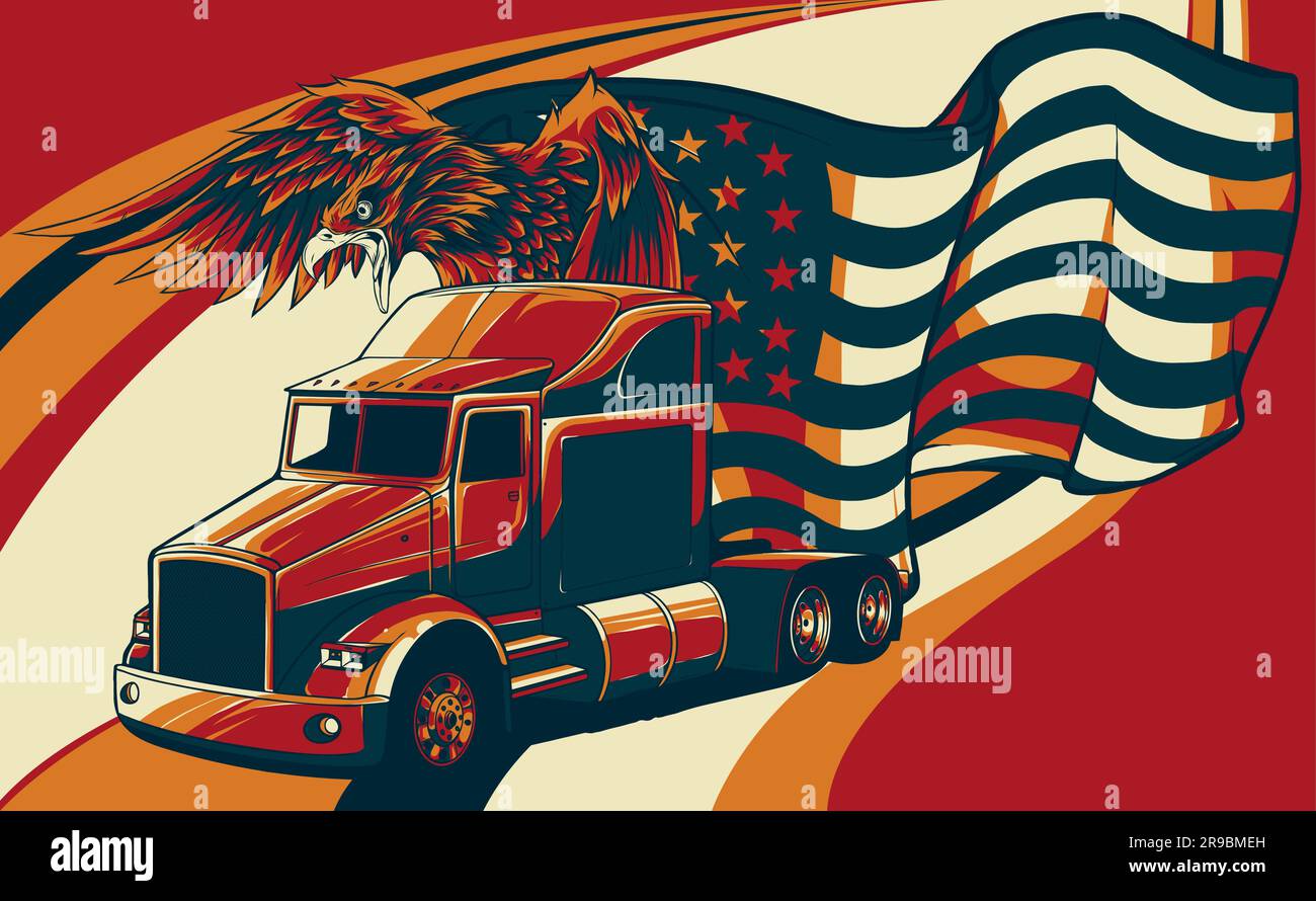 Classic American semi Truck vector Illustration design Stock Vector ...