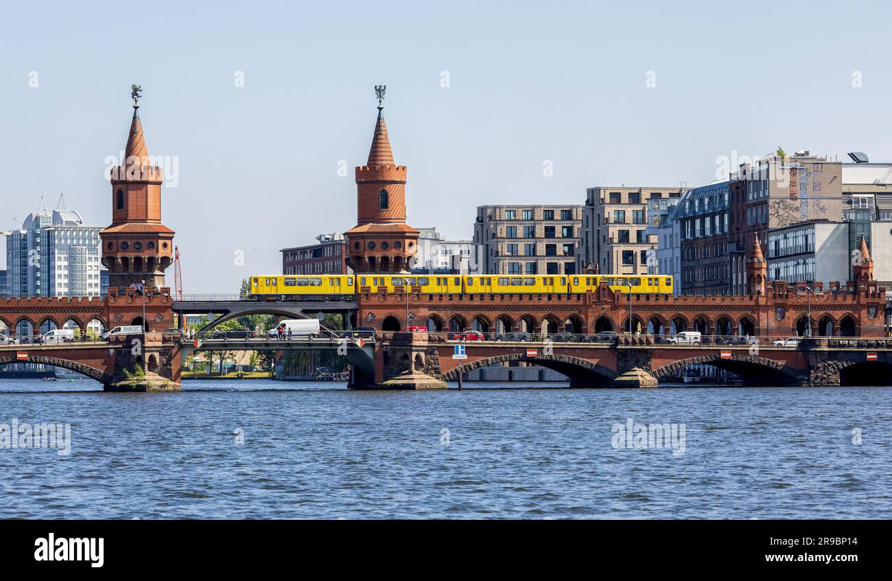 Berlin, Germany - June 1, 2023: The Oberbaum bridge, a double-deck ...