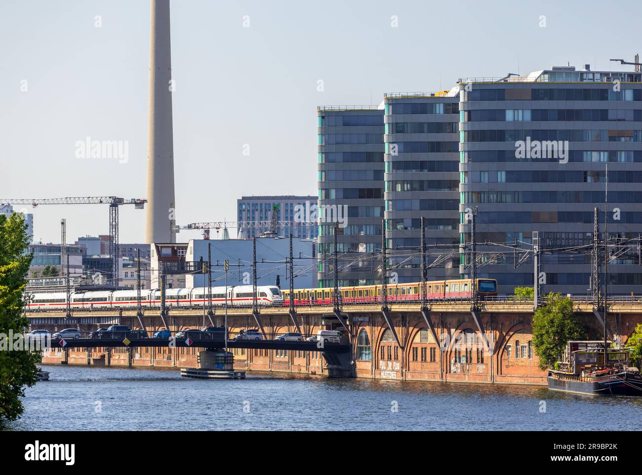 Berlin, Germany - June 1, 2023: Bridge over Spree. Urban infrastructure ...