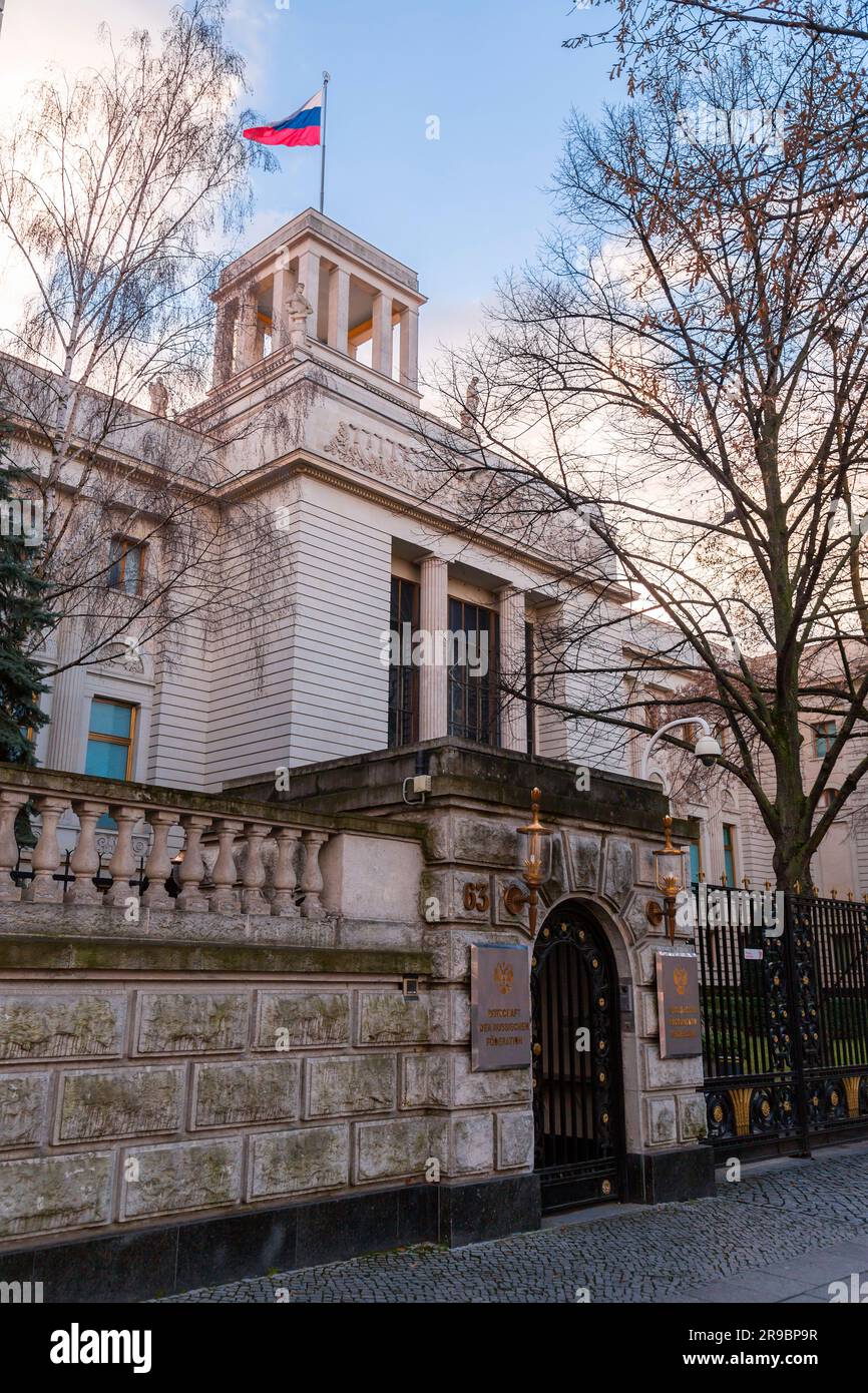Berlin, Germany - 20 DEC 2021: Exterior of the Russian Embassy building ...