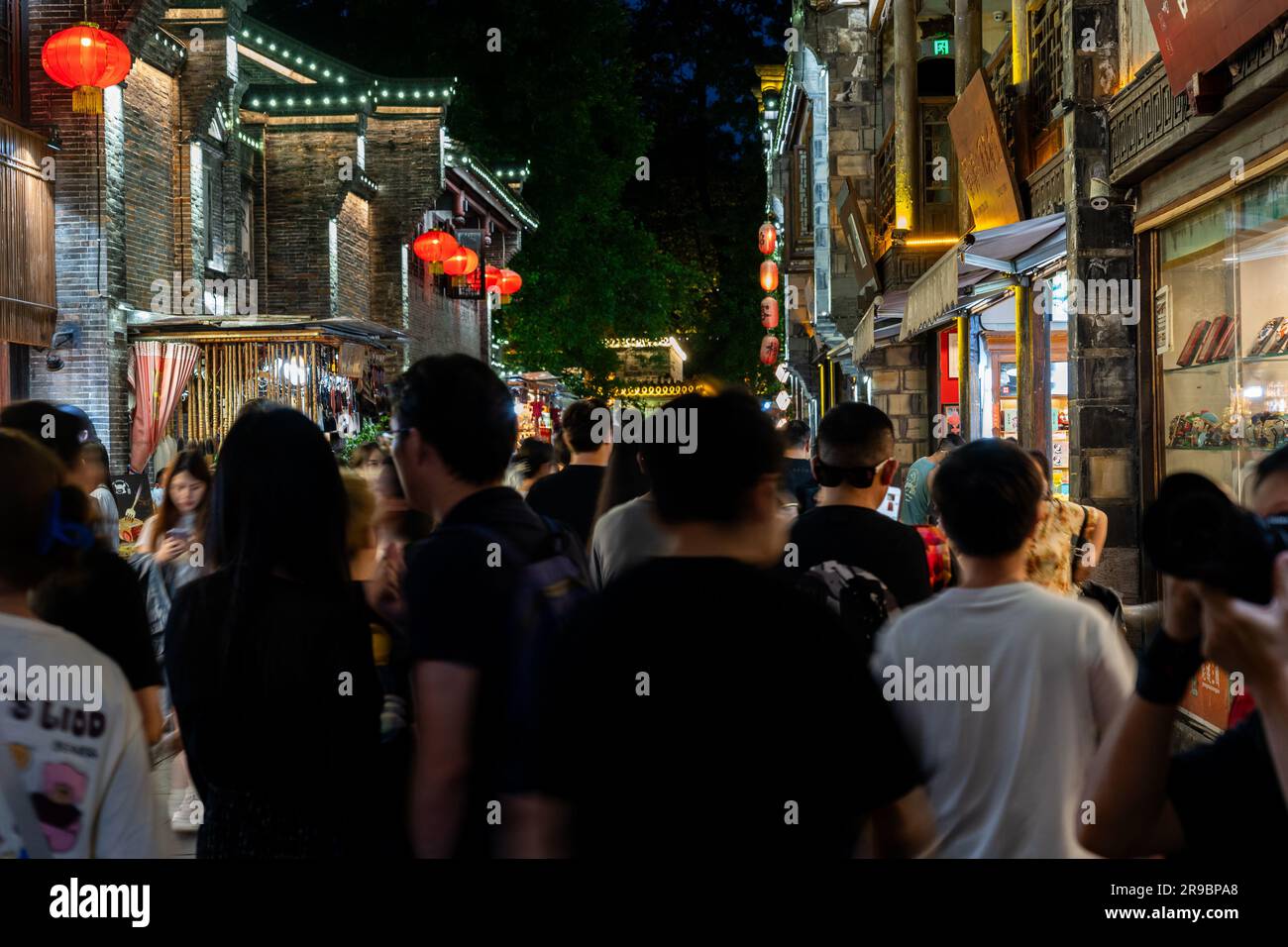 Chengdu, Sichuan, China, 04 June 2023: People on Jinli ancient street ...