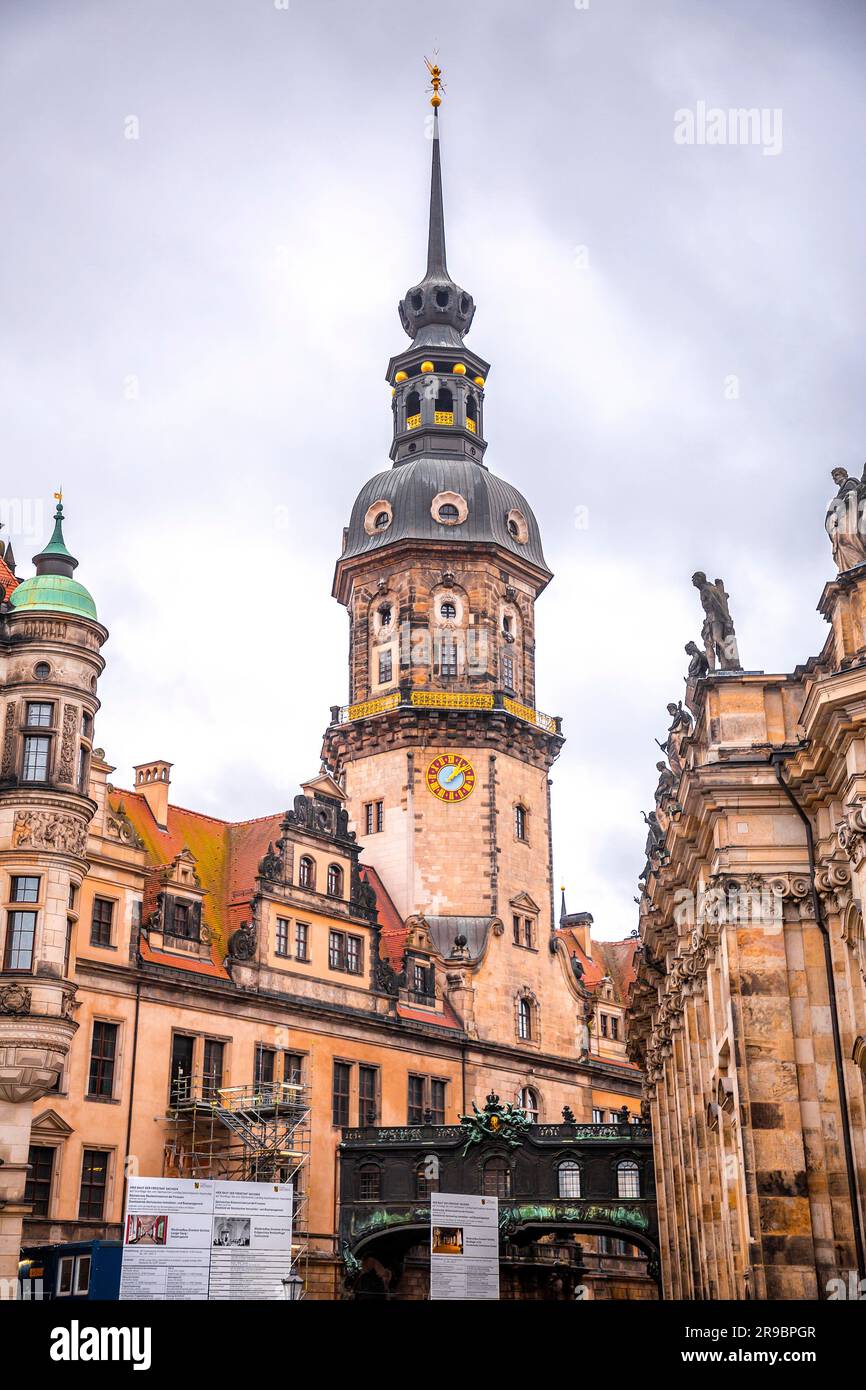 Dresden, Germany - December 19, 2021: Hausmannsturm tower and Dresden ...