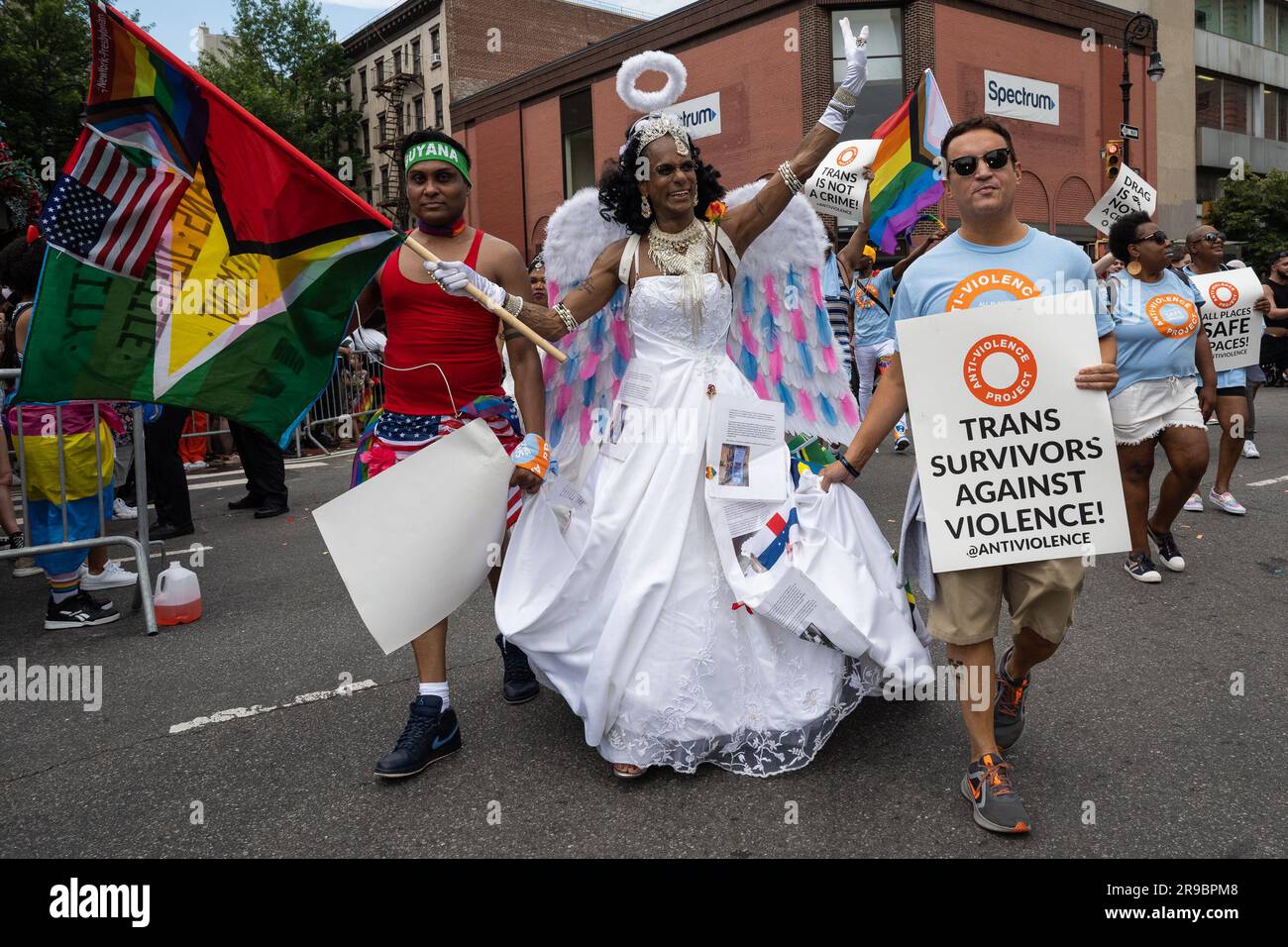 New York, USA. 25th June, 2023. Floats, marching bands, and groups participated in the 2023 ...