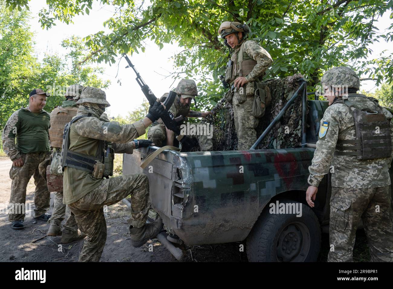 Ukraine. 20th June, 2023. Soldiers are seen preparing to leave for a ...