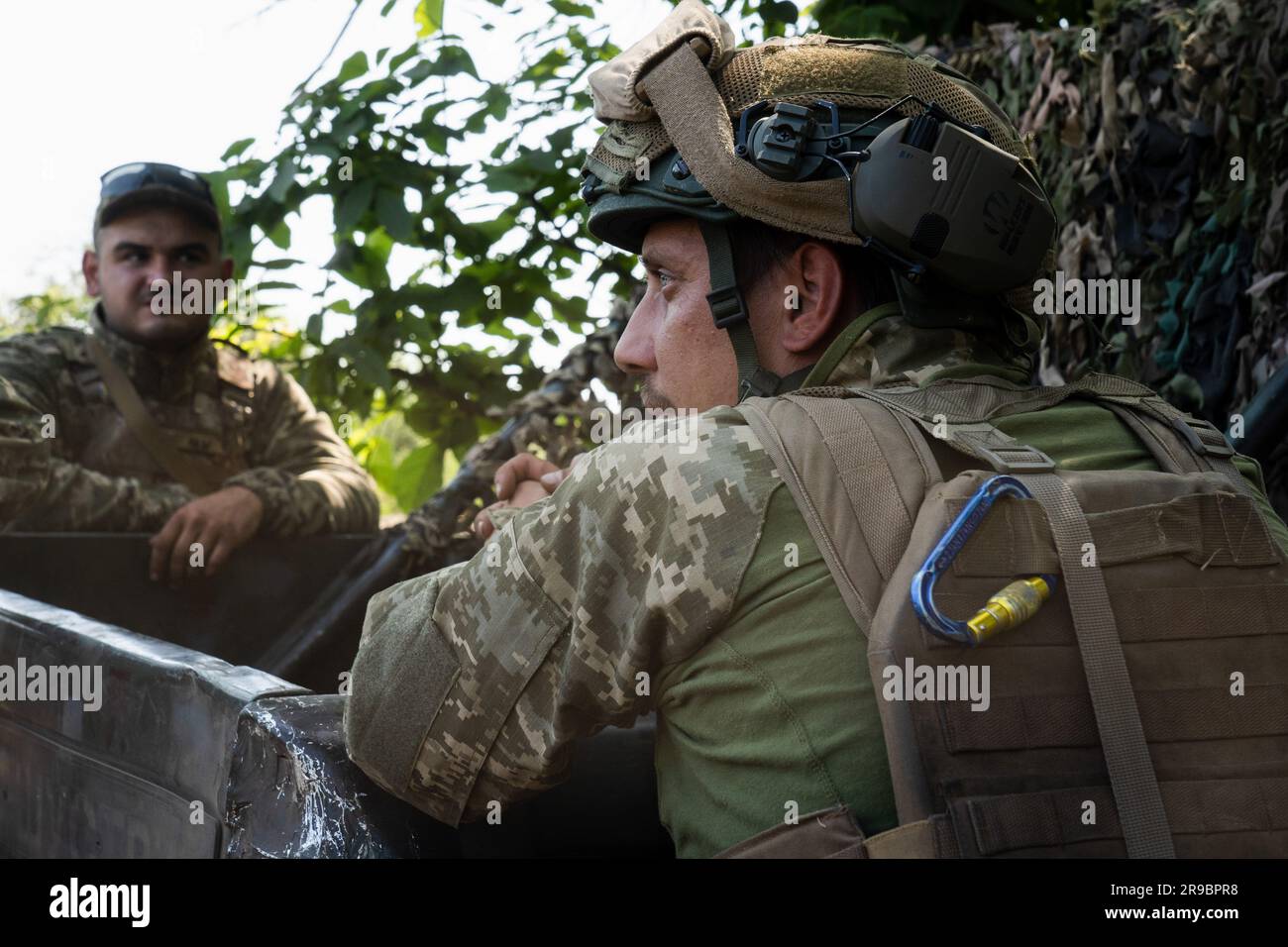 Ukraine. 20th June, 2023. A soldier seen waiting for a mission in the ...