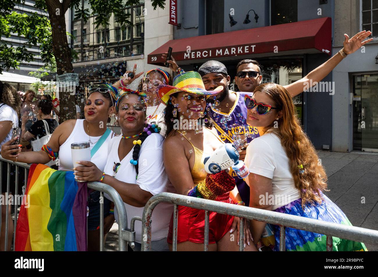 New York, USA. 25th June, 2023. Thousands of revelers lined the streets for the 2023 Pride ...