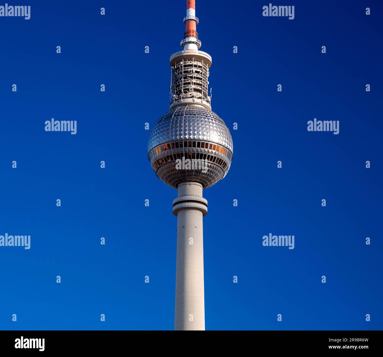 Berlin Television Tower or Berliner Fernsehturm at night. The iconic ...
