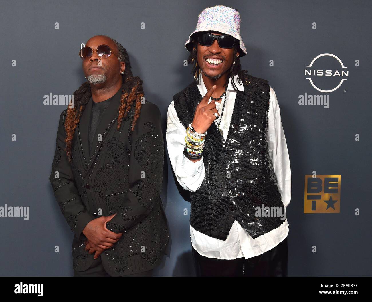 Kaine, left, and D-Roc of Ying Yang Twins pose in the press room at the ...