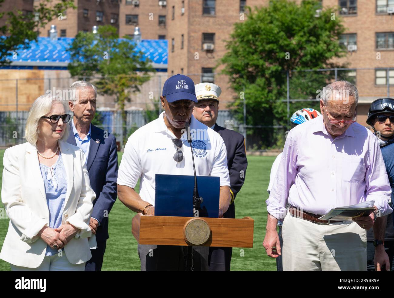 New York City Mayor Eric Adams, Majority Leader Chuck Schumer, Senator ...