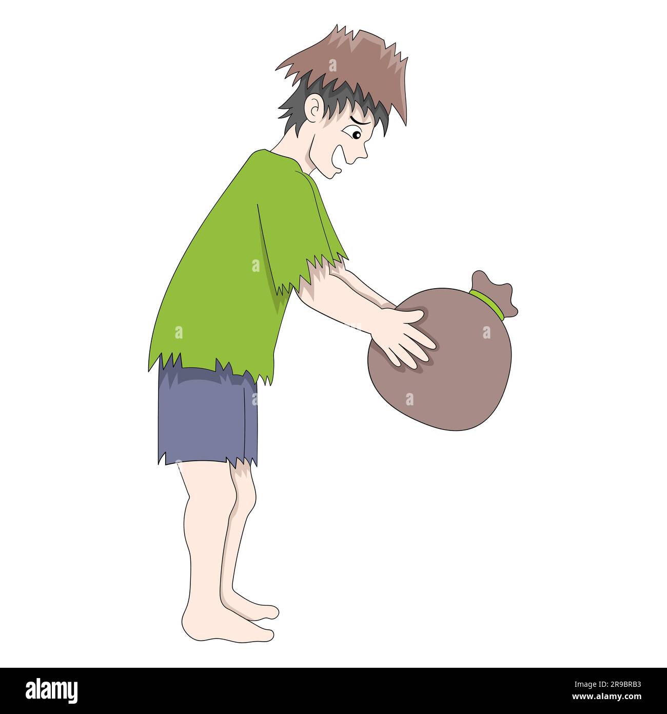 poor man is carrying a bag of donations. vector design illustration art ...