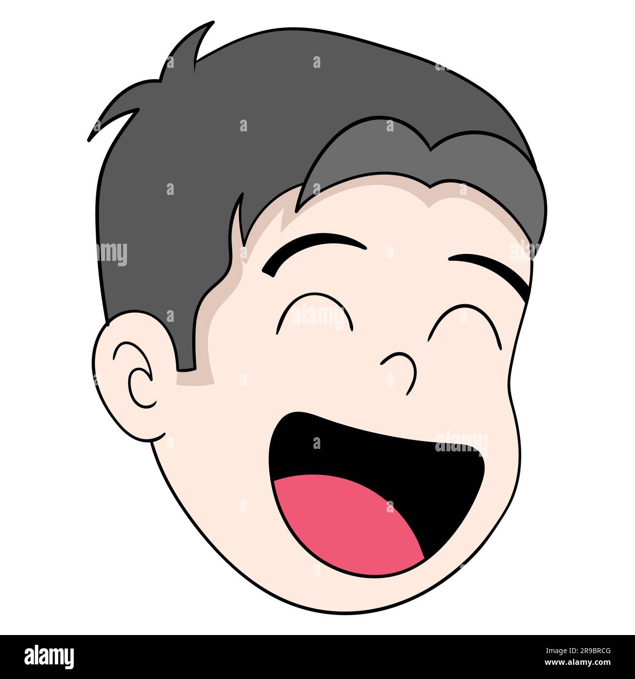 man head emoticon smiling happy crew cut hair. vector design ...