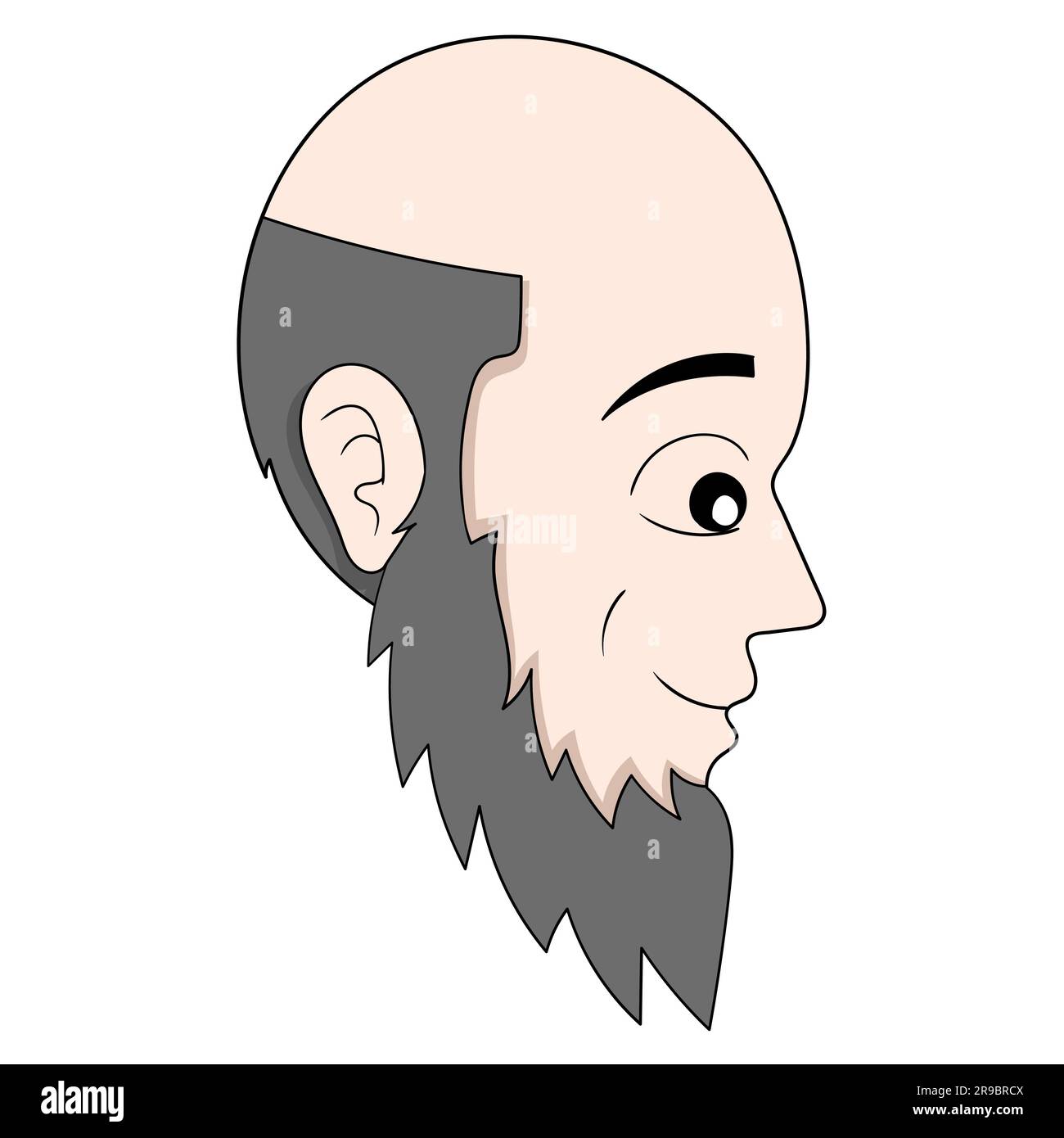long bearded bald man head emoticon. vector design illustration art ...