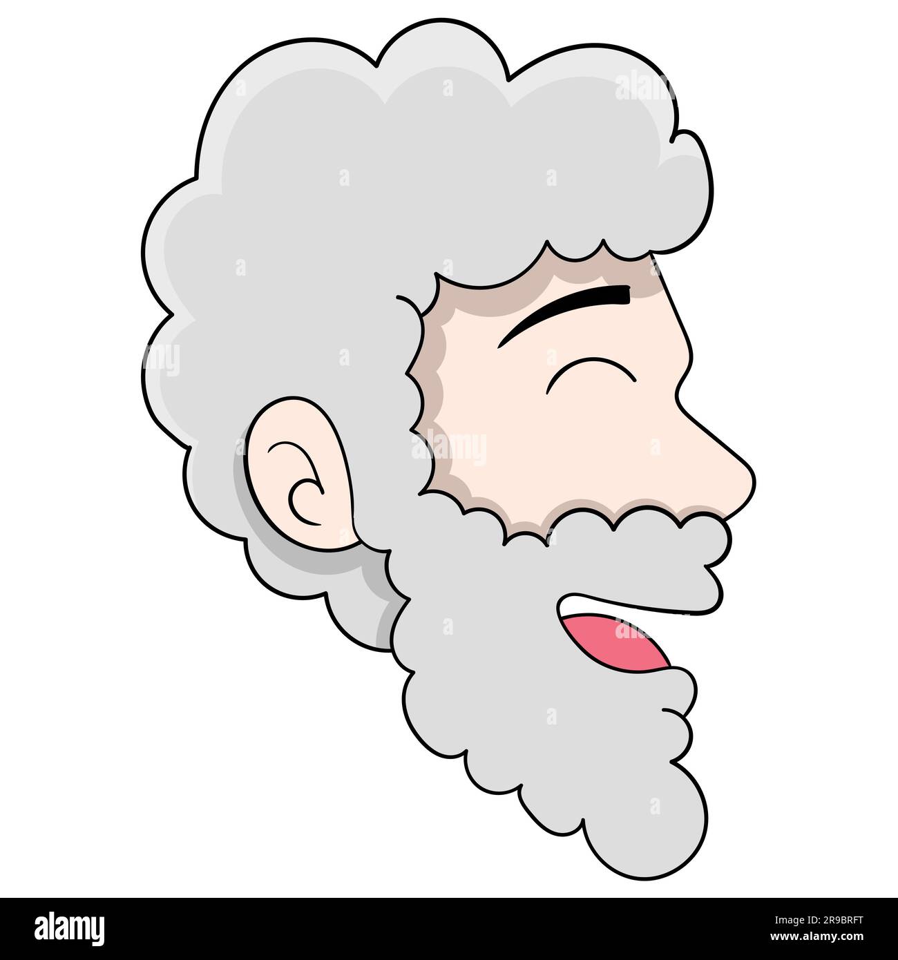 old man head emoticon with curly beard. vector design illustration art ...