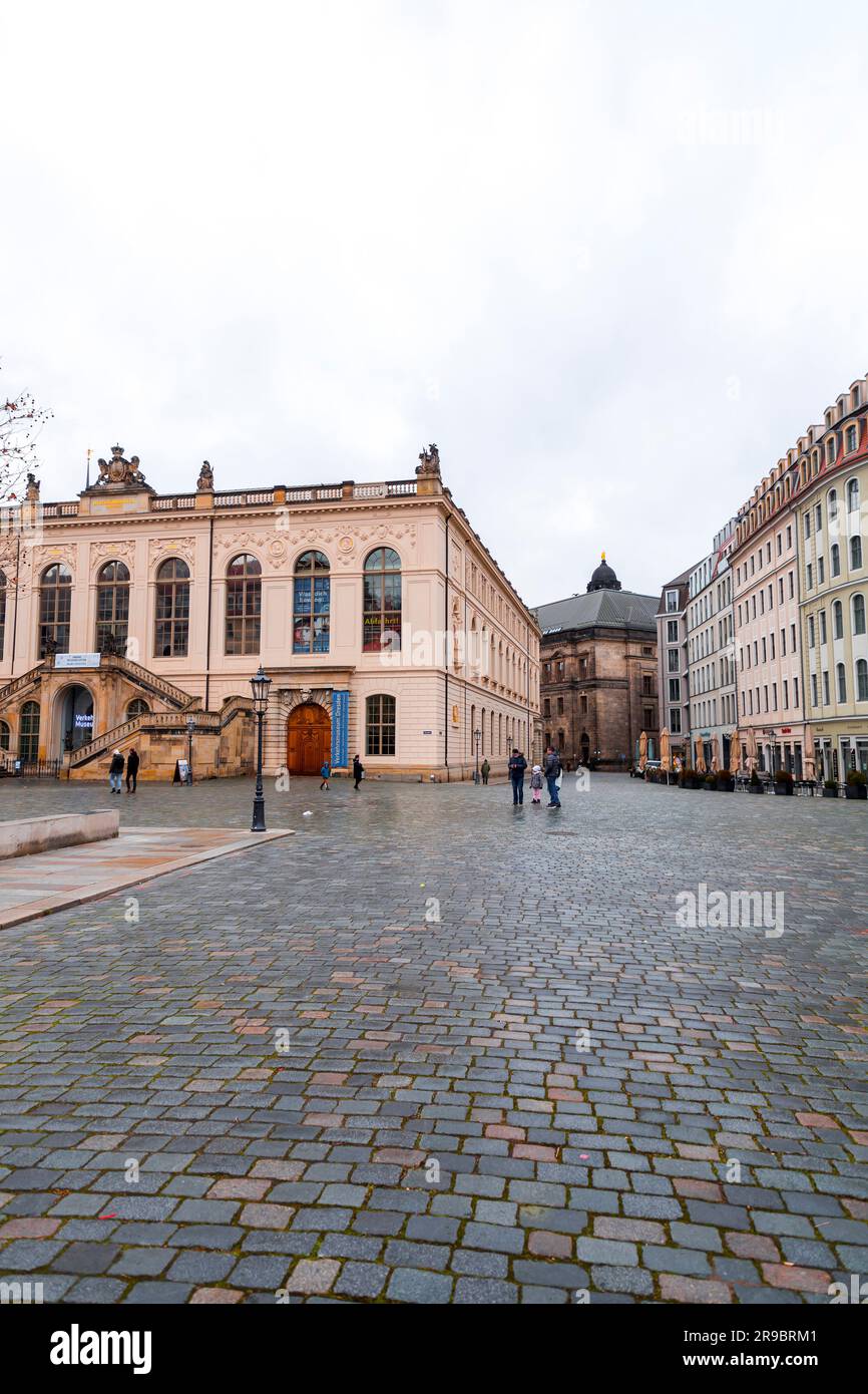 Dresden, Germany - December 19, 2021: The Neumarkt is a central and ...
