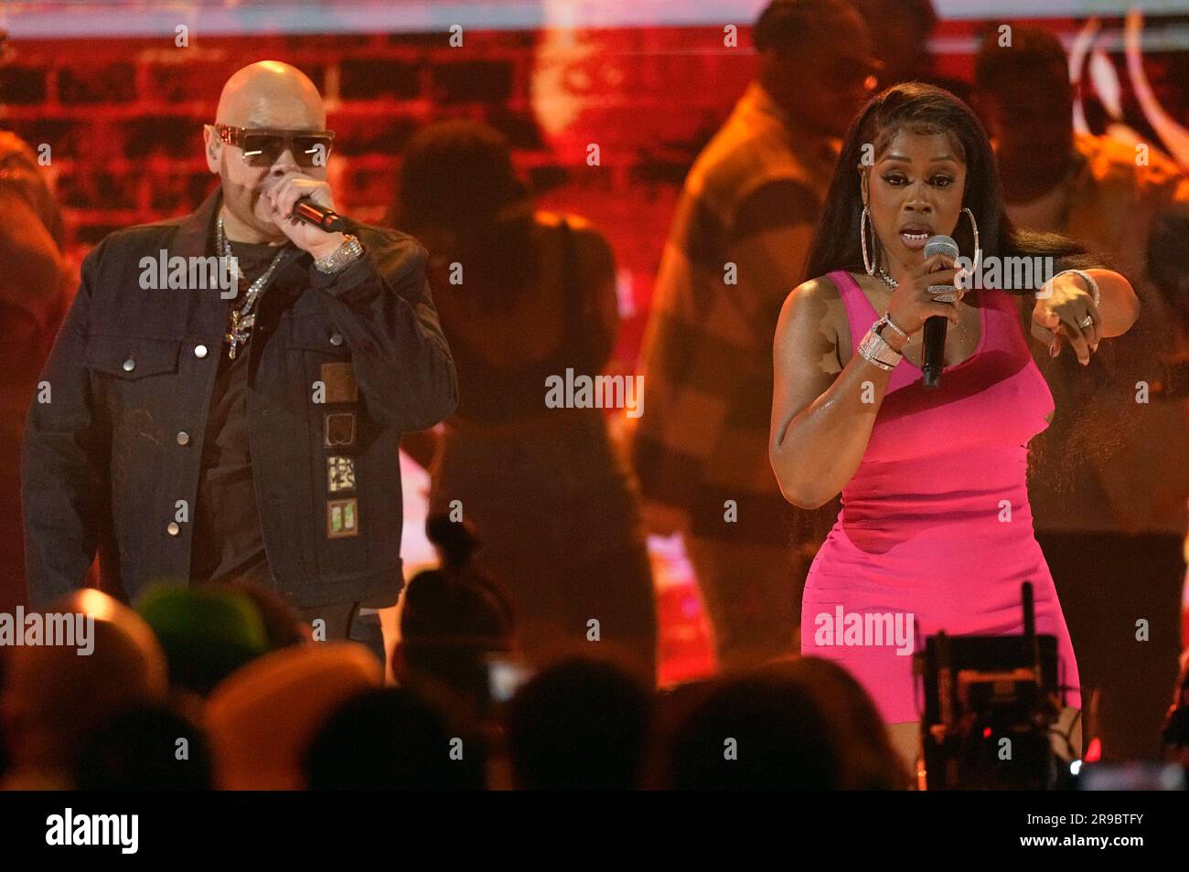 Fat Joe, left, and Remy Ma perform "All The Way Up" at the BET Awards ...